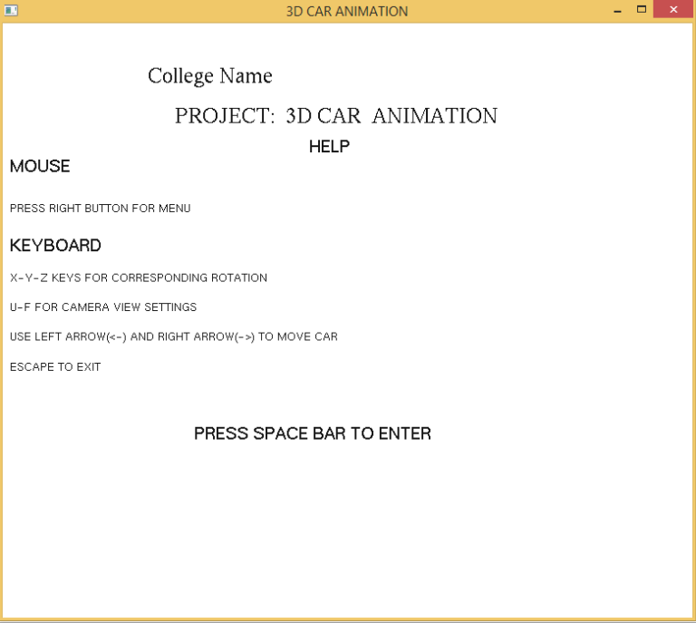 3D CAR Animation CG OpenGL Project - VTUPulse.com
